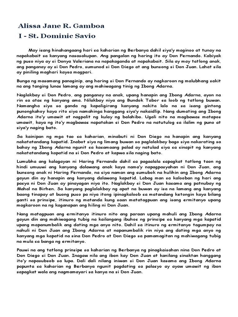 Ibong Adarna Kaharian Ng Berbanya