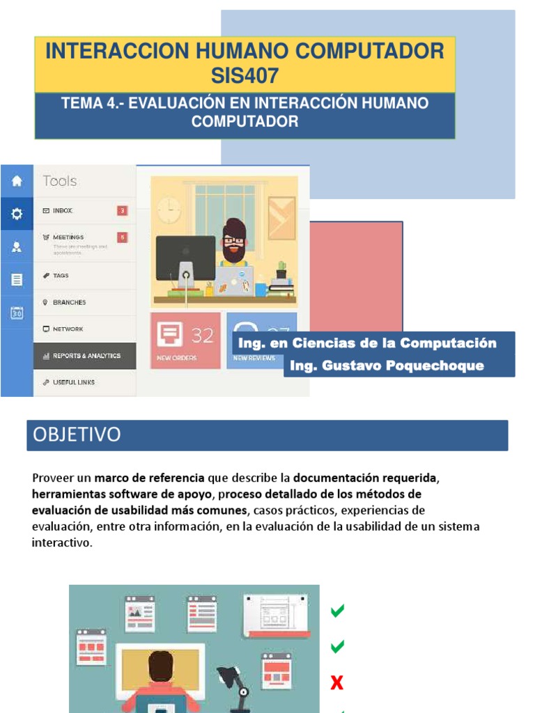 04 - Tema4 - EVALUACIÓN EN INTERACCIÓN HUMANO COMPUTADOR PDF | PDF | Usabilidad | Evaluación