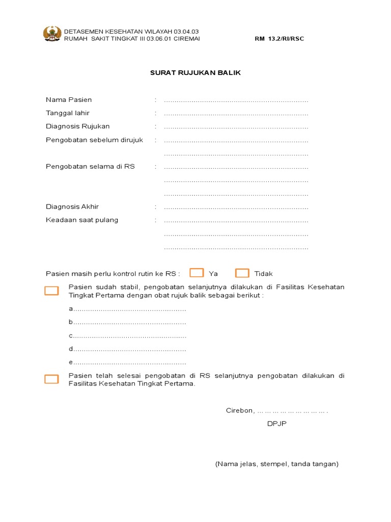 Form Rujuk Balik | PDF