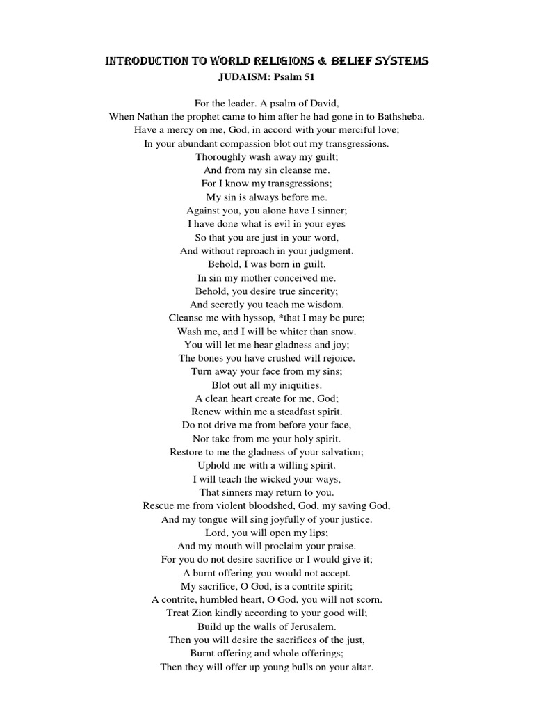 Psalm 51 Pdf Download Free Pdf Sin Sacrifice