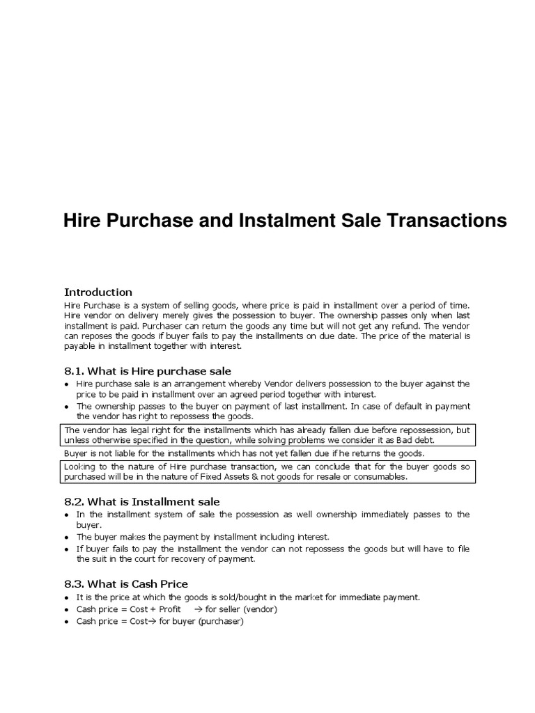 Hire Purchase Short Notes | PDF | Debits And Credits | Interest Hire Purchase Short Notes | PDF | Debits And Credits | Interest