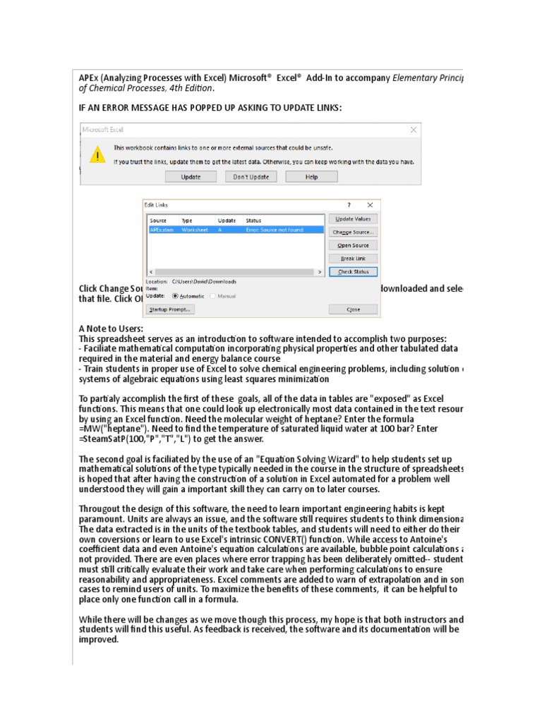 APEx Tutorial Workbook | PDF | Microsoft Excel | Enthalpy