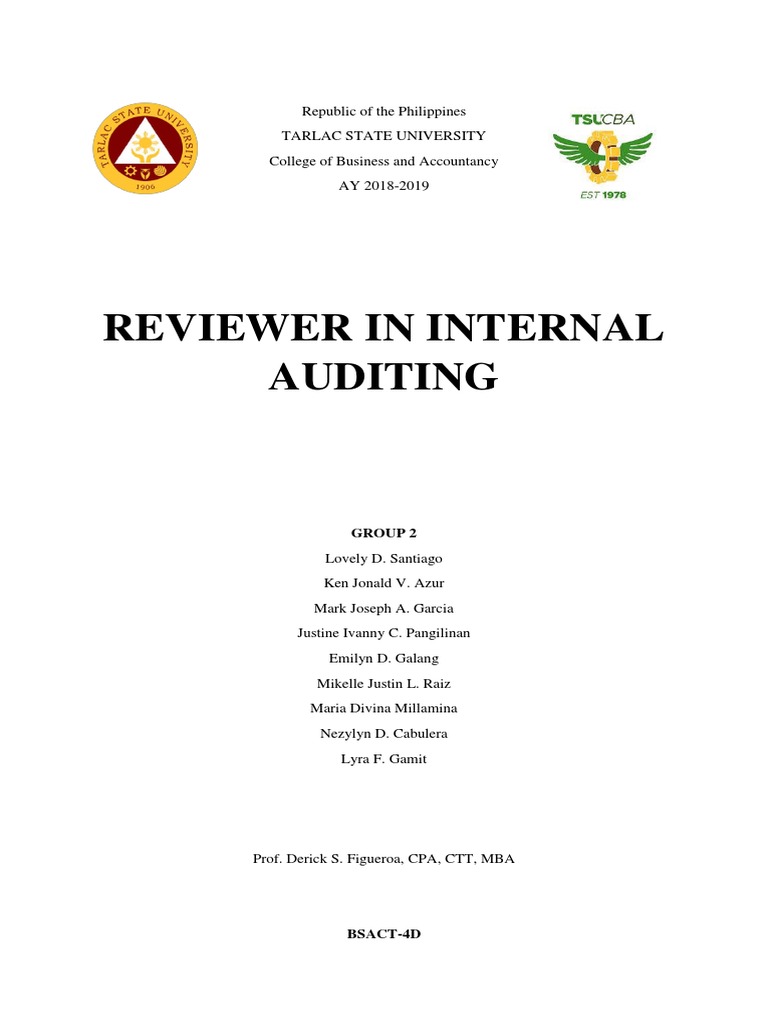 Reviewer in Internal Auditing: Group 2 | PDF | Internal Audit ...
