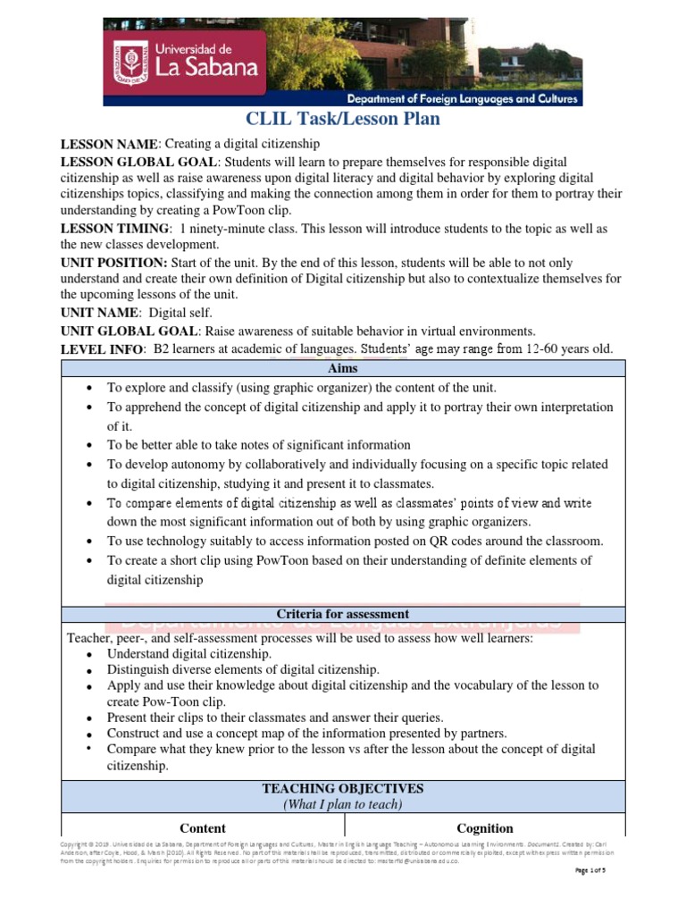 CLIL Lesson Plan | PDF | Lesson Plan | Copyright