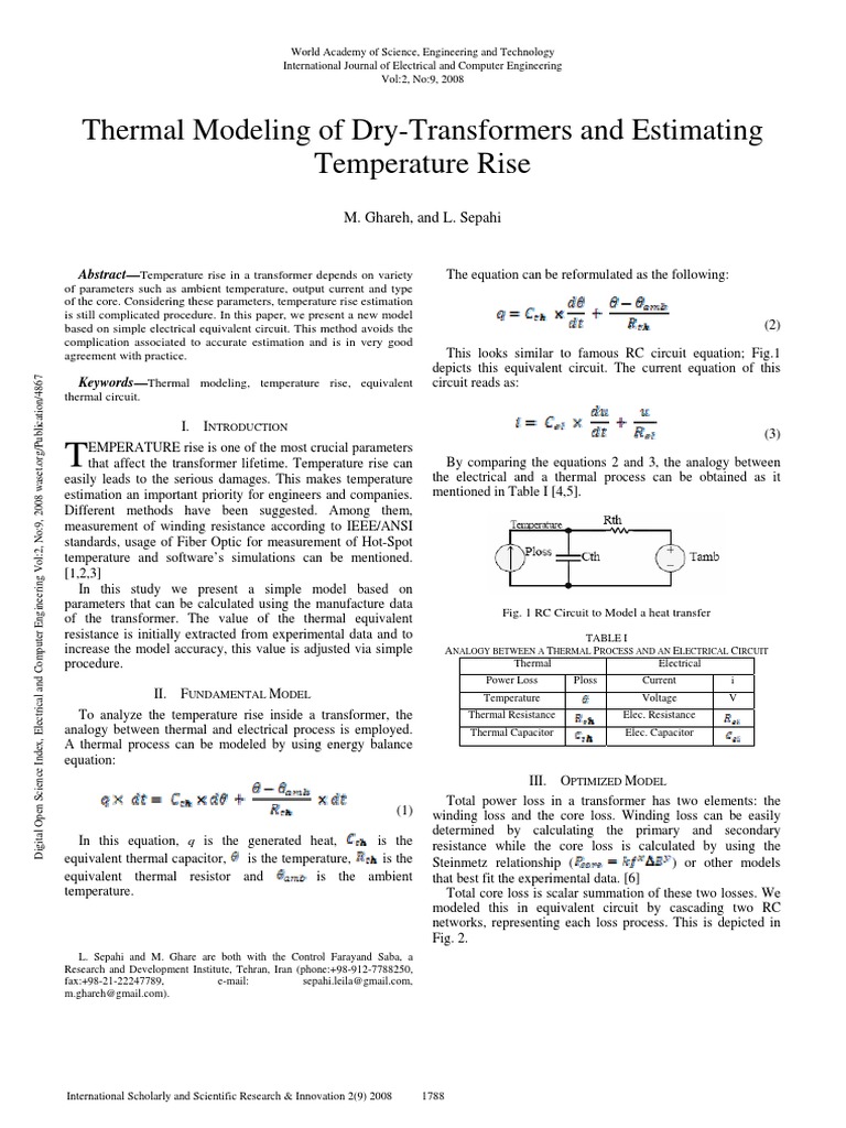 Thermal Modeling of Dry Transformers and Estimating Temperature Rise ...