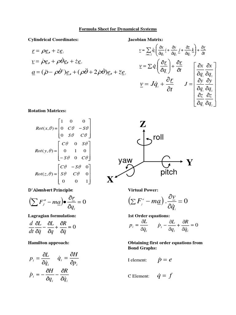Formula Sheet PDF | PDF | Matrix (Mathematics) | Mathematical Relations