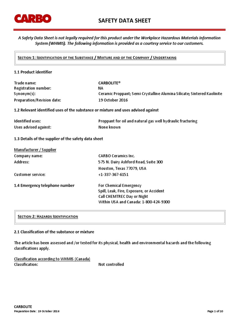 Safety Data Sheet Carbolite | PDF | Toxicity | Personal Protective ...