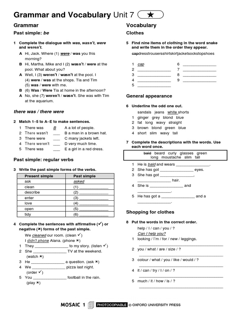 Grammar and Vocabulary Unit 7 | PDF | Language Mechanics | Linguistic ...