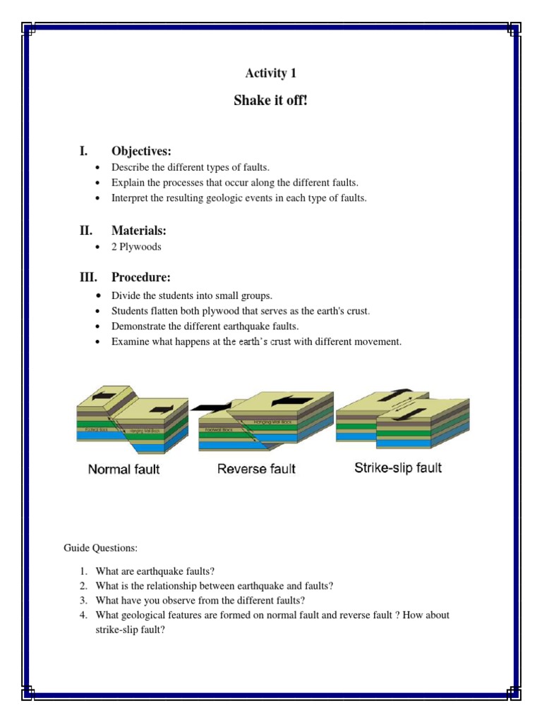 Worksheets | PDF | Fault (Geology) | Seismology