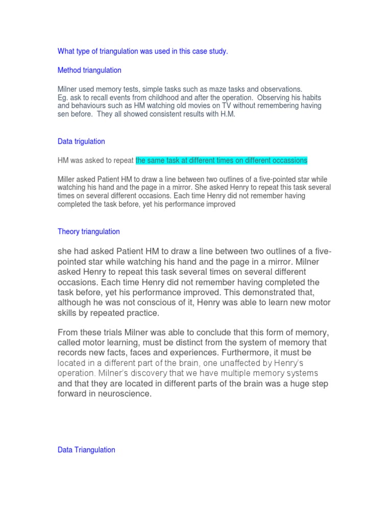HM Case Study | PDF | Memory | Cognitive Neuroscience