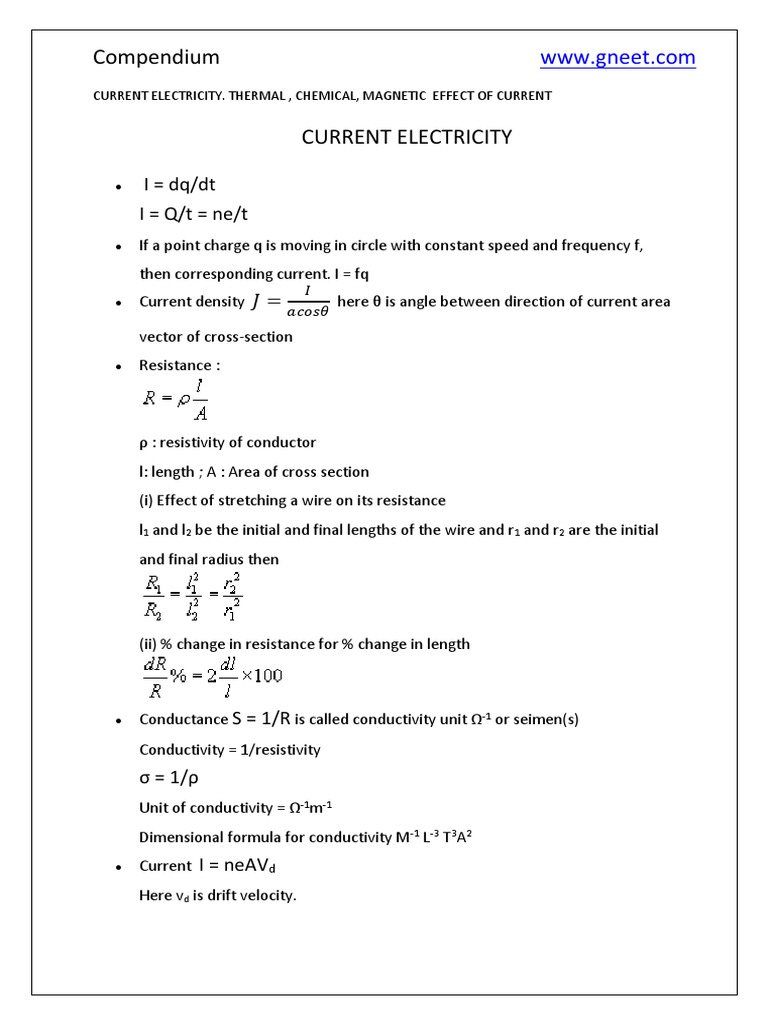 Compendium: I DQ/DT I Q/T Ne/t | PDF | Electrical Resistivity And Conductivity | Volt