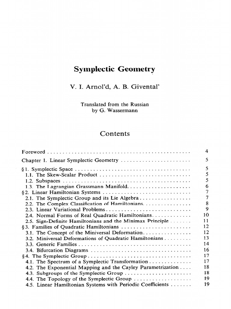 Symplectic Geometry: V. I. Arnol'd, A. B. Givental' | PDF | Hamiltonian Mechanics ...