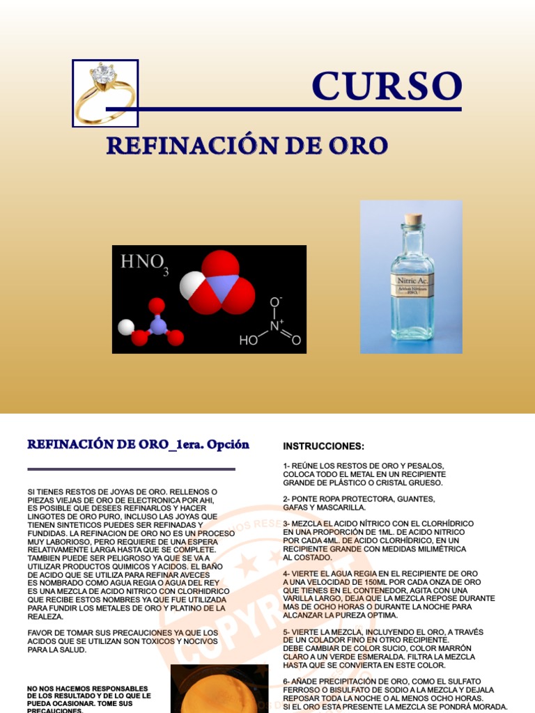Refinación de Oro con Ácido Nítrico | PDF | Oro | Ácido clorhídrico