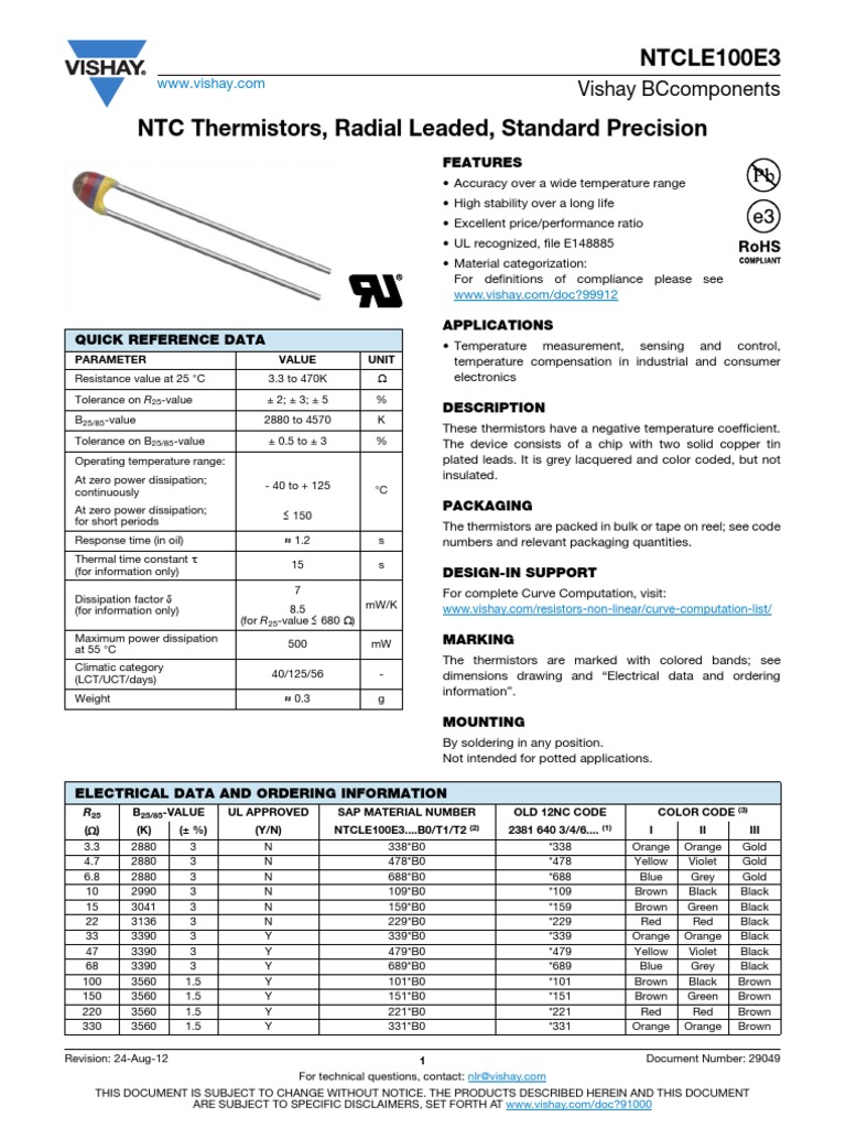 Therm Spec Sheet | Download Free PDF | Electrical Resistance And ...