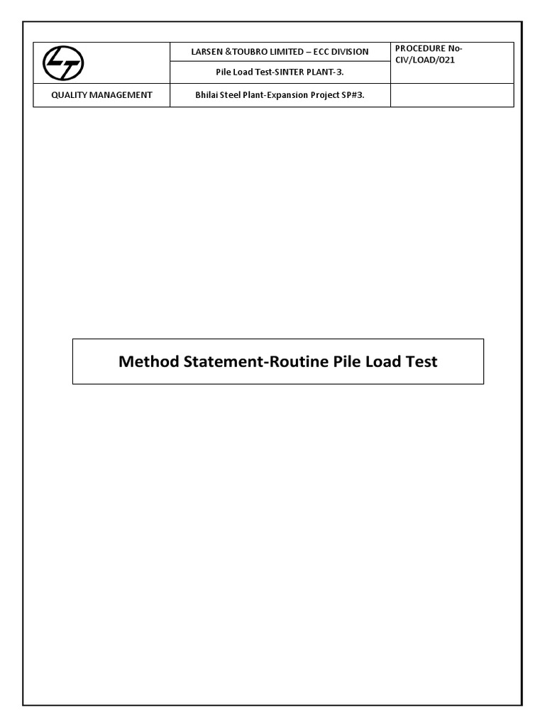 Method Statement-Routine Pile Load Test | Deep Foundation ...