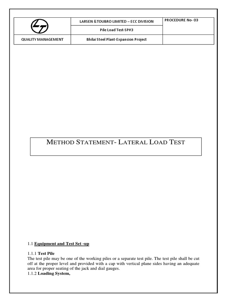 Lateral Pile Load Test Report SP#3 | PDF | Deep Foundation | Civil ...