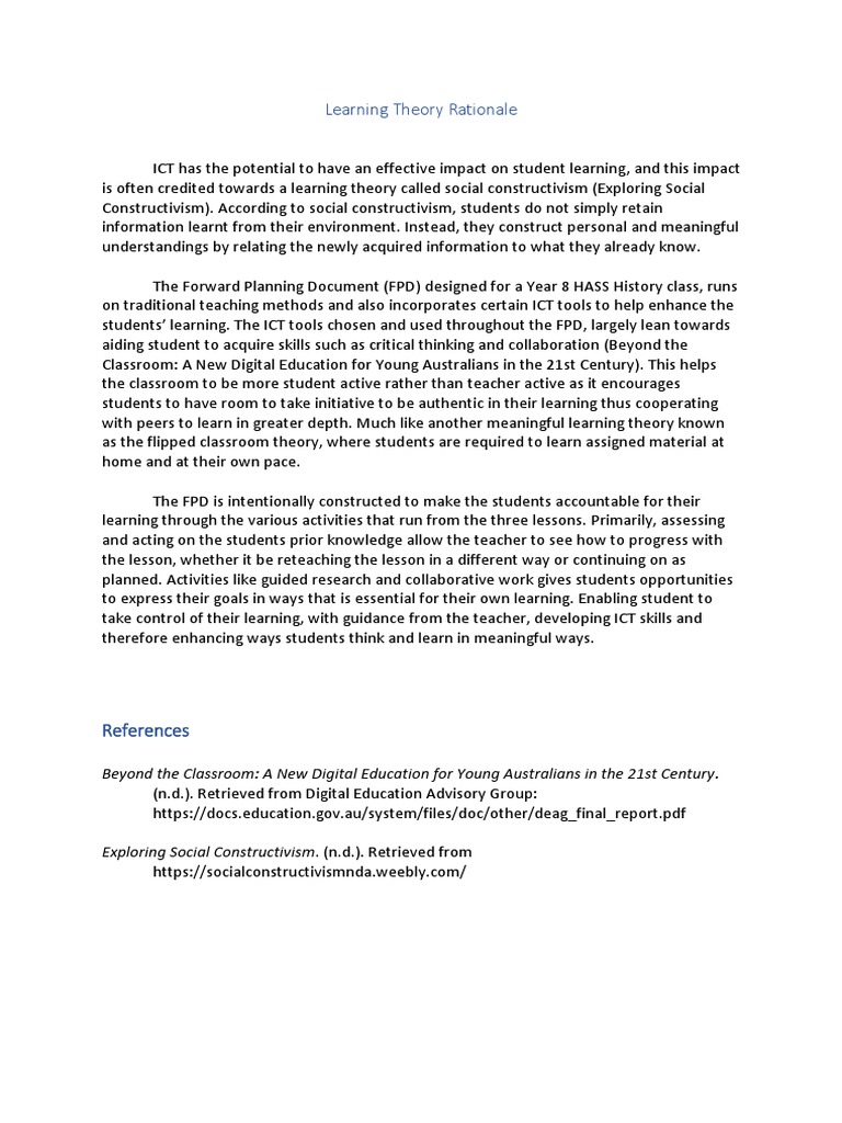 Learning Theory Rationale | PDF