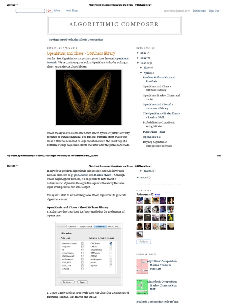 Algorithmic Composer: Openmusic and Chaos - Omchaos Library | PDF | Chaos Theory | Synthesizer