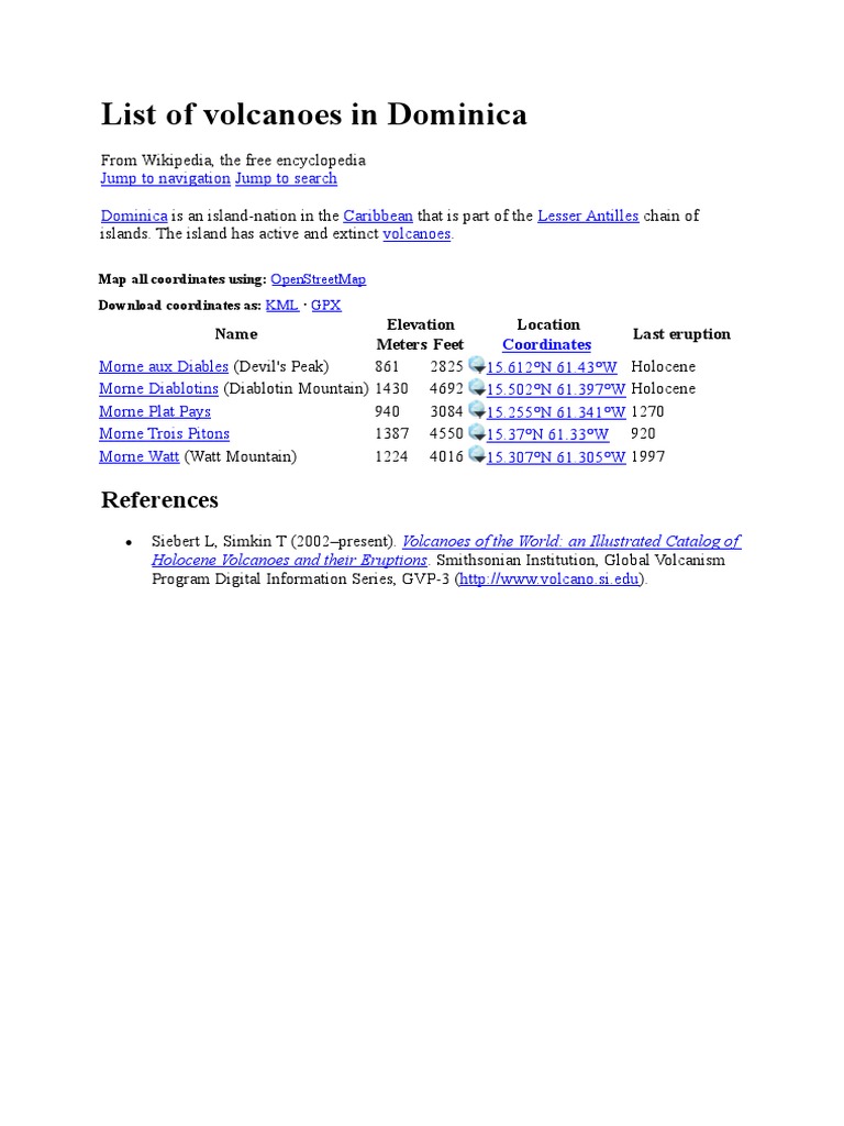 Volcanoes of Dominica: A Comprehensive List | PDF