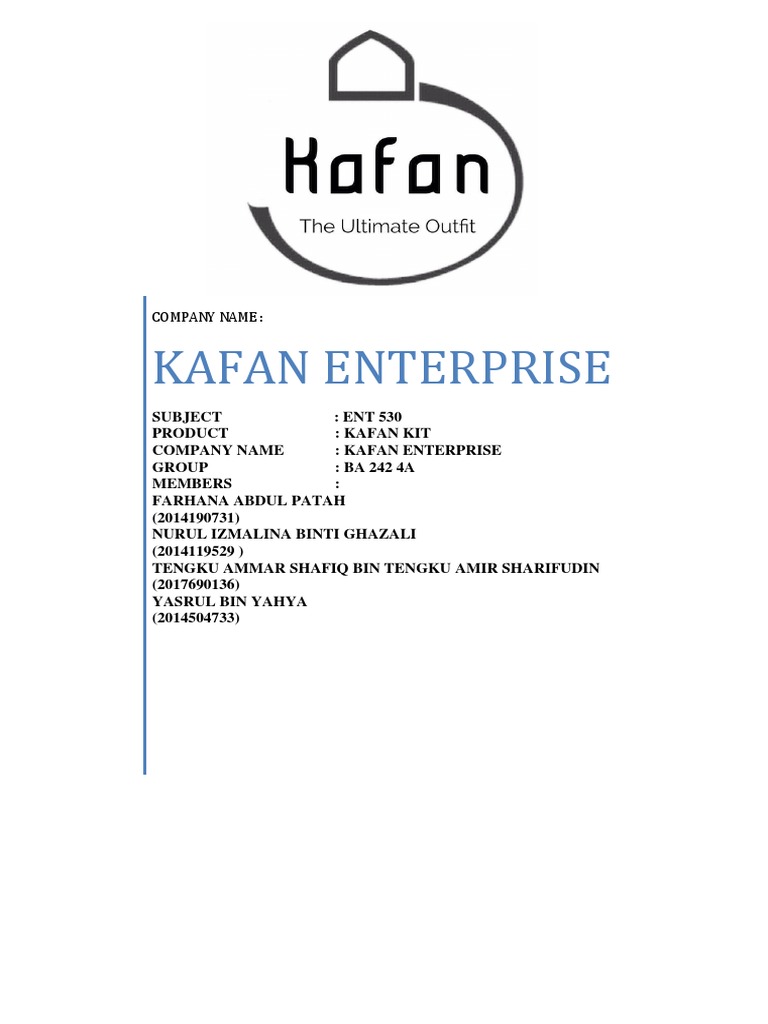 BUSINESS PLAN ENT30 Kaffan Kit | PDF | Retail | Business Economics