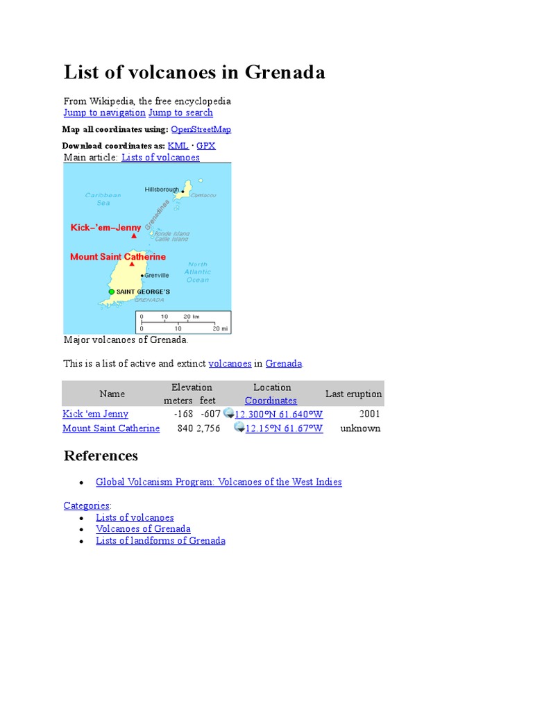 List of Volcanoes in Grenada | PDF | Science & Mathematics