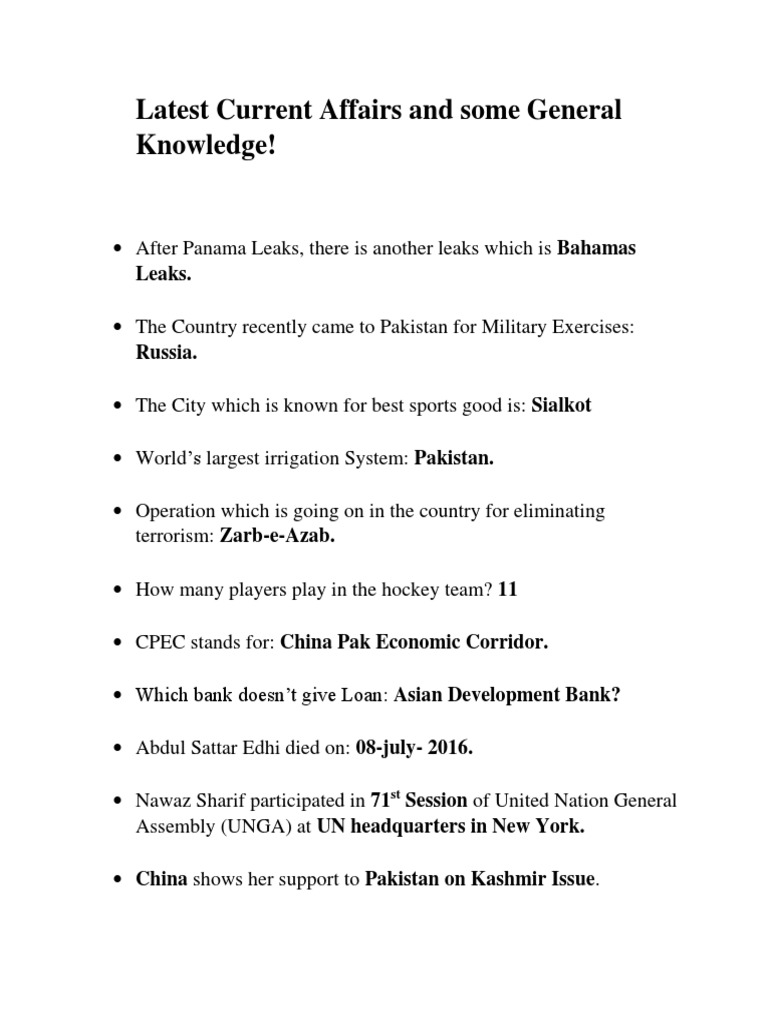 Current Affairs and General Knowledge | PDF