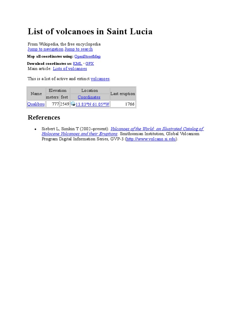 Volcanoes of Saint Lucia: Qualibou List | PDF