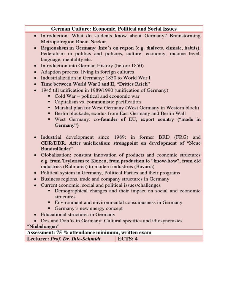 German Culture - Economic Political and Social Issues | PDF | Finance ...