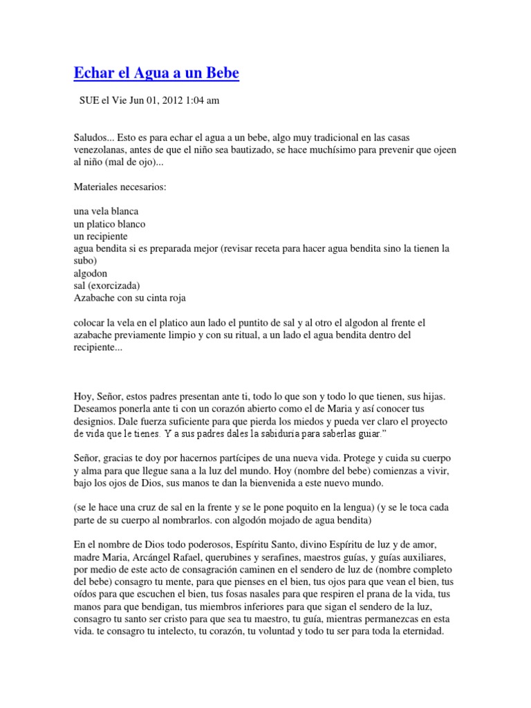 Echar El Agua A Un Bebe | PDF | Cristo (título) | María, madre de Jesús