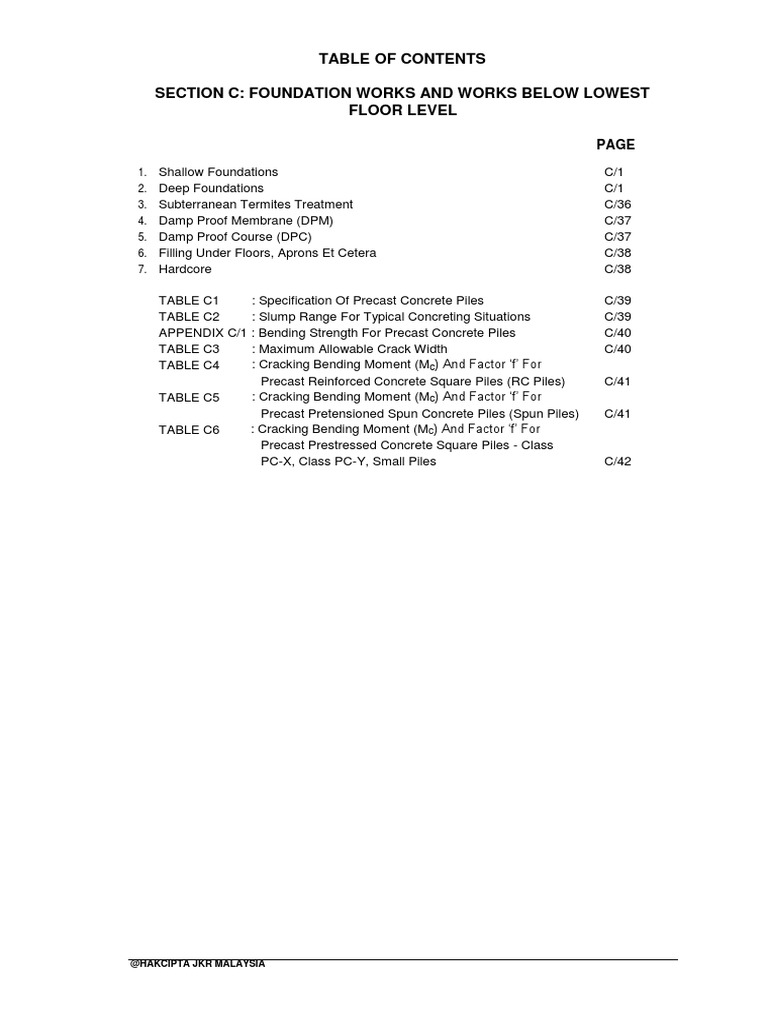 Section C: Foundation Works and Works Below Lowest Floor Level | PDF ...