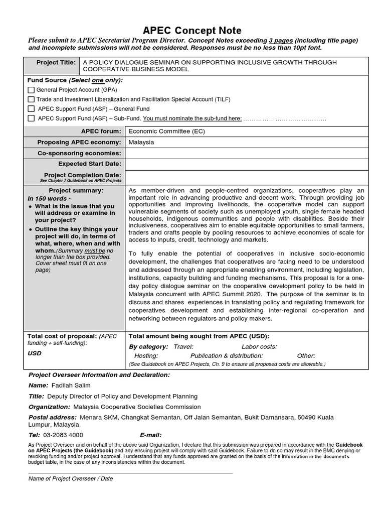 Apec Concept Note2 | PDF | Asia Pacific Economic Cooperation | Social ...