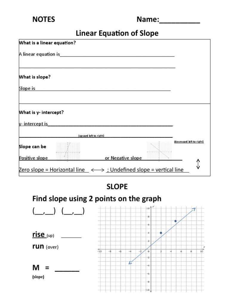 Notes Slope and Worksheet | PDF | Slope | Mathematical Objects