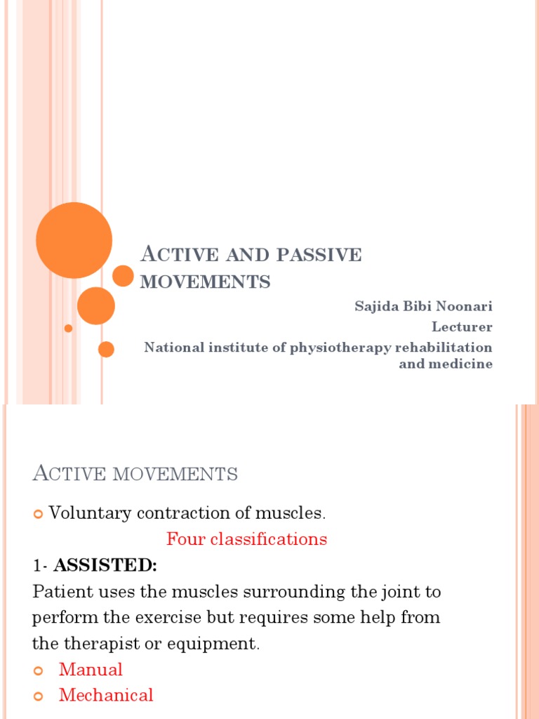 Active and Passive Movement Techniques | PDF | Muscle | Physical Therapy