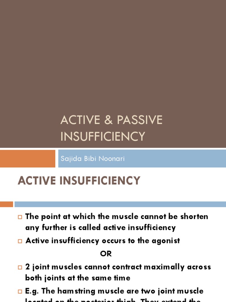 Lec 9active & Passive Insufficiency | PDF | Muscle Contraction | Weakness