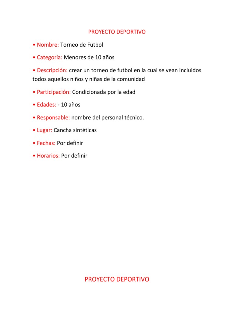 Proyecto Deportivo | PDF | Deportes | Deportes de equipo