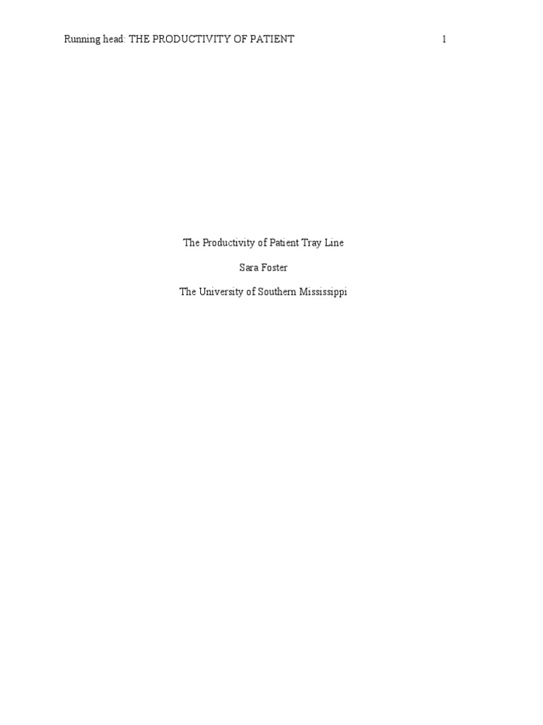 Productivity Study Patient Tray Line | PDF | Entrée | Lunch
