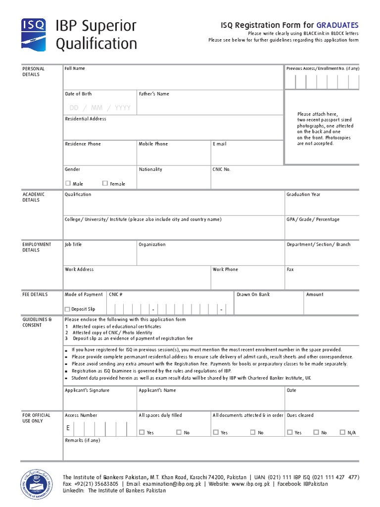 DD / MM / Yyyy: ISQ Registration Form For | PDF | Banks | Business