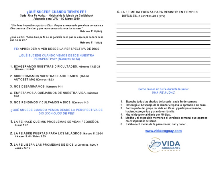 Bosquejo Una Fe Audaz 1 | PDF | Religión y creencia