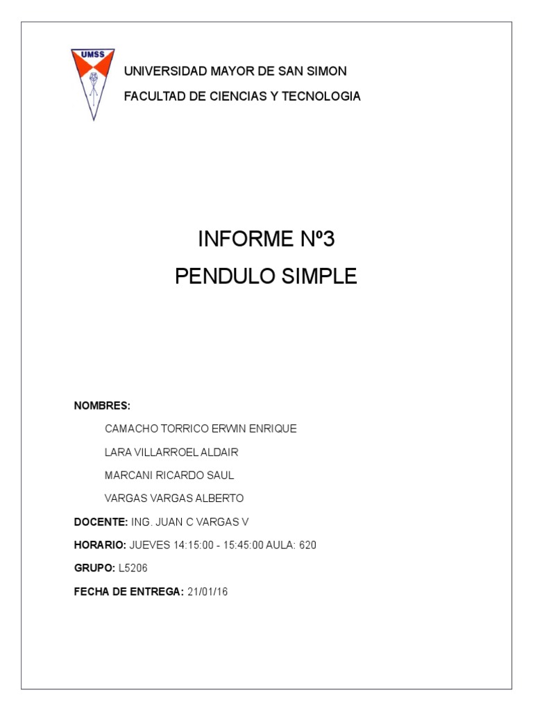 Pendulo Simple | PDF | Péndulo | Fuerza