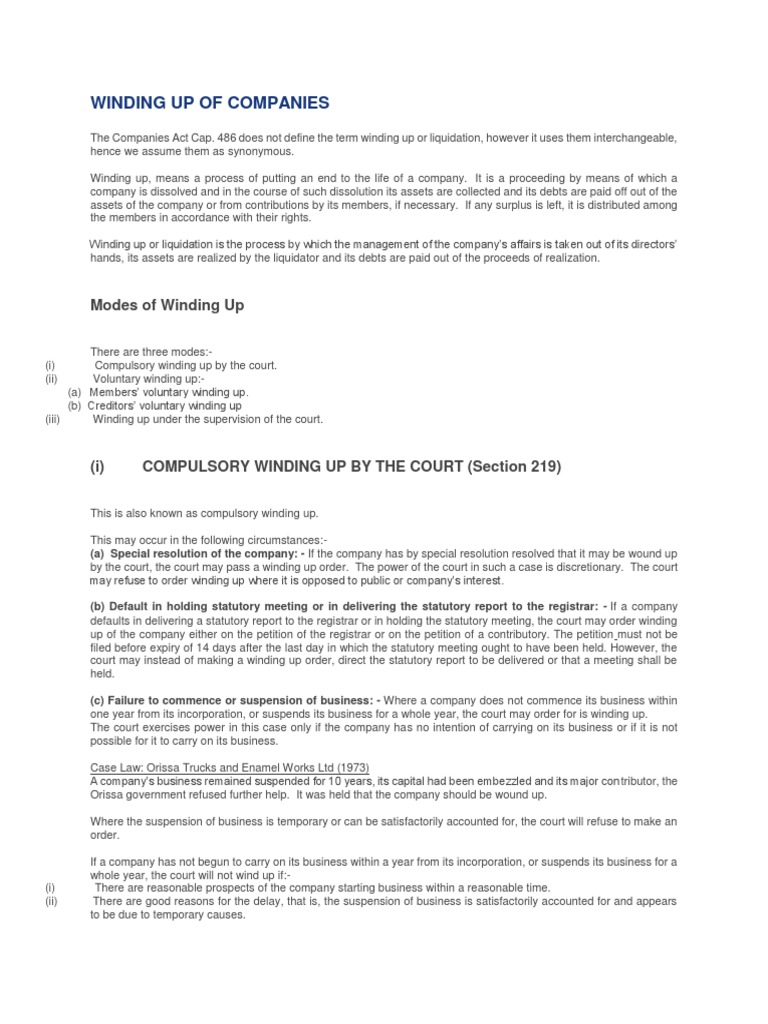 Winding Up of Companies | PDF | Liquidation | Government Information