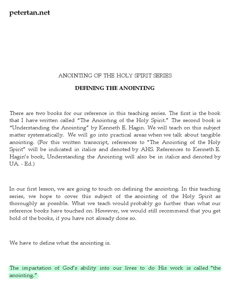 Understanding the Anointing of the Holy Spirit | PDF | Samuel | Saul