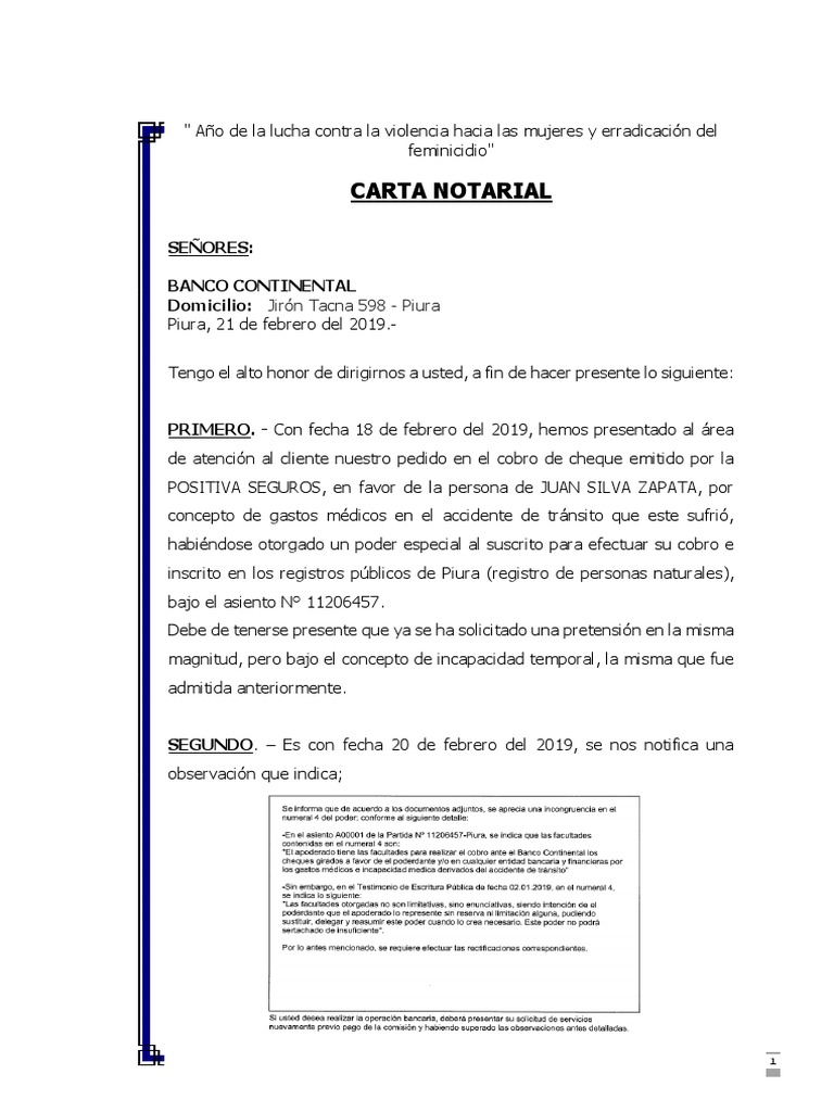 carta notarial para banco.docx | Gobierno | Política