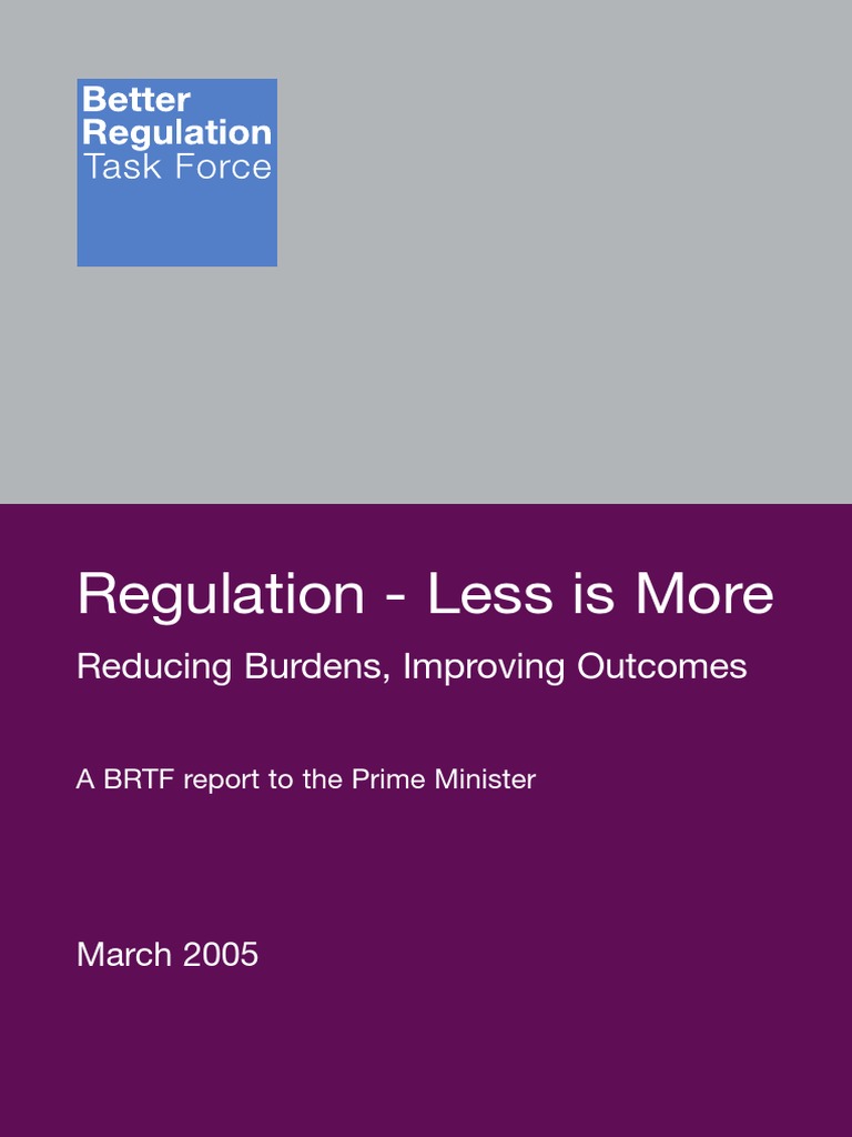 Regulation - Less Is More: Reducing Burdens, Improving Outcomes | PDF ...