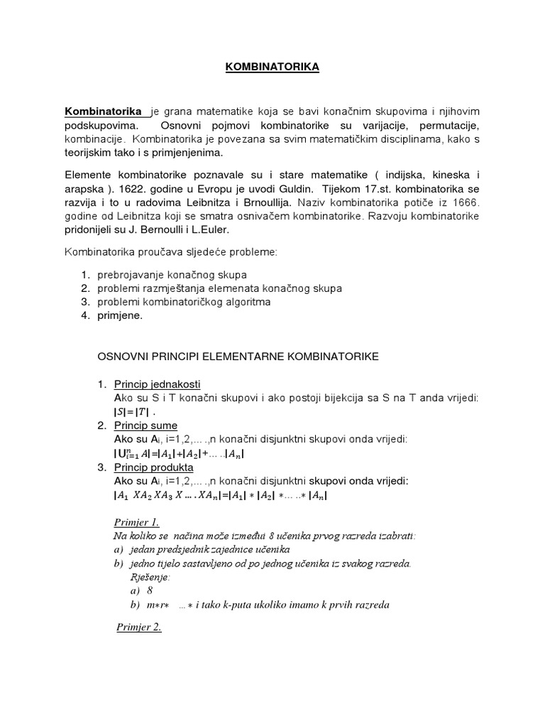 Predavanje 2 - Kombinatorika | PDF