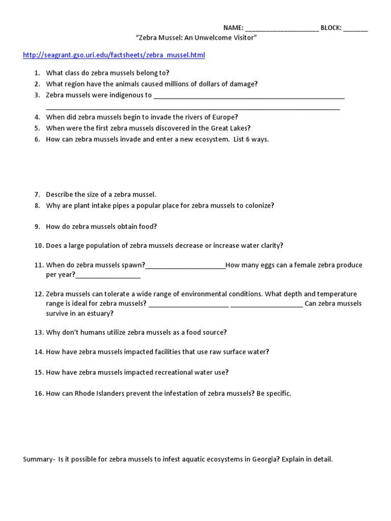 Zebra Mussel Facts and Impact | PDF | Mussel | Invasive Species