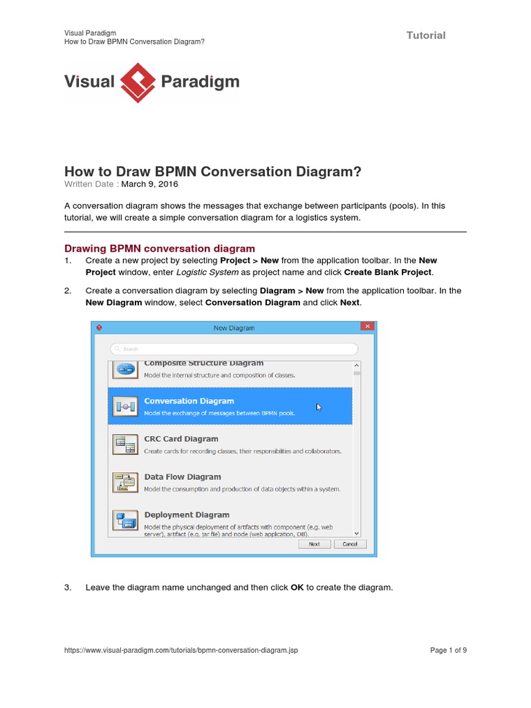How To Draw BPMN Conversation Diagram | PDF | Communication | Computing
