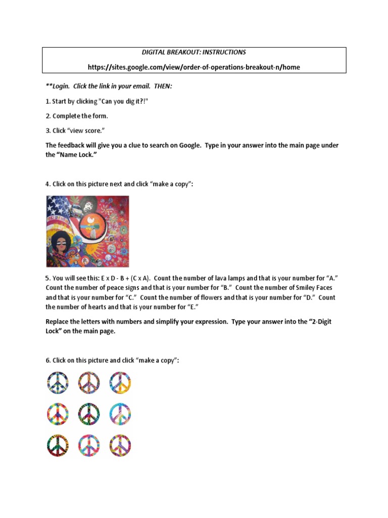 Digital Breakout Instructions | PDF