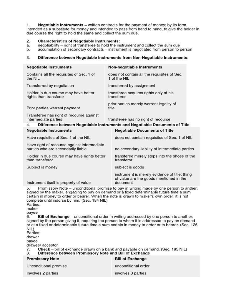 Negotiable Instrument Law | PDF | Negotiable Instrument | Promissory Note