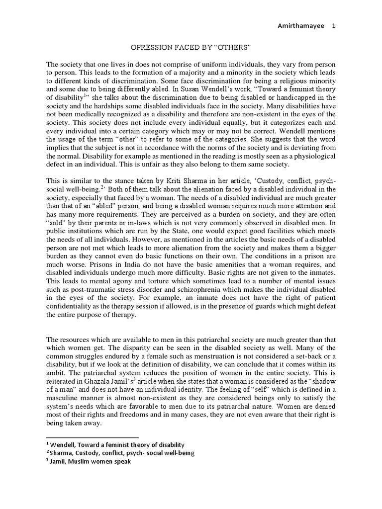 Oppression of Disabled and Minority Women | PDF | Minority Group ...