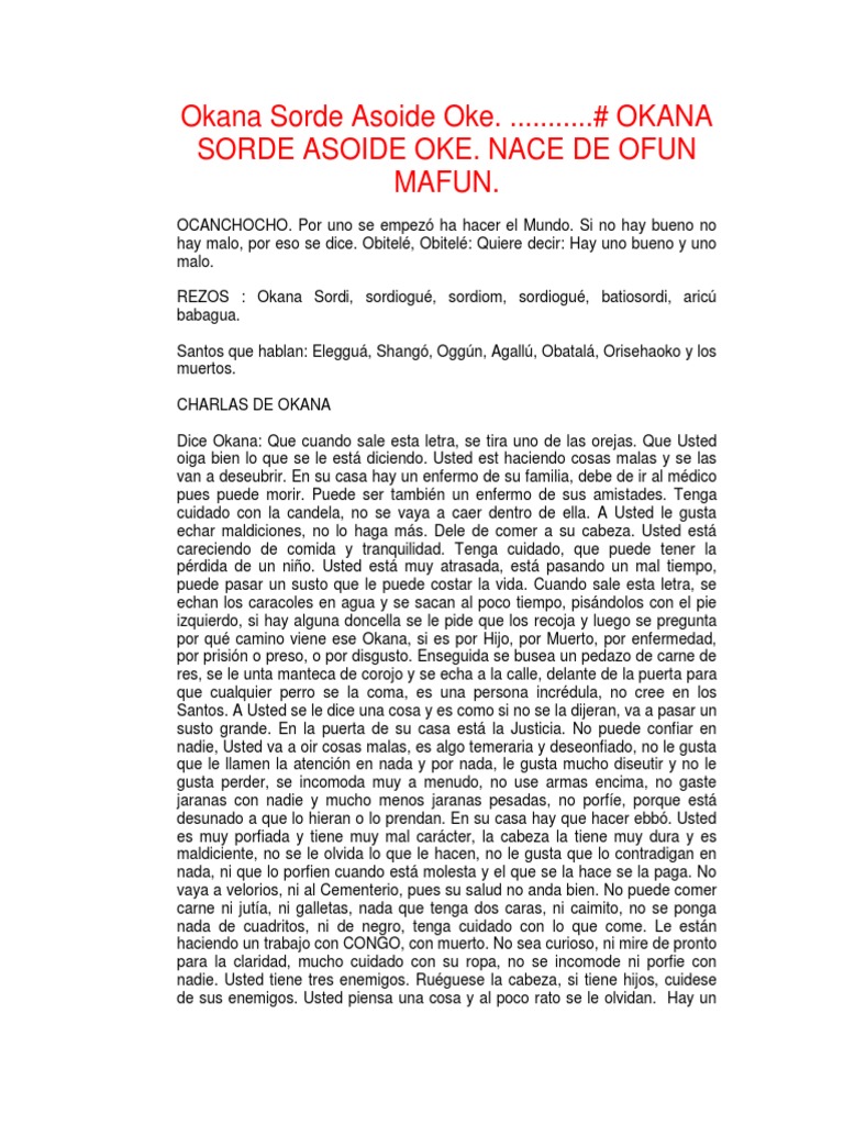 Signos de Osha (Solos) | PDF | Pollo | Felicidad